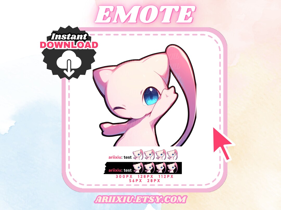 Mew Waving Hi Emote | Hello Greeting Cute Chibi Twitch Emotes | Discord ...