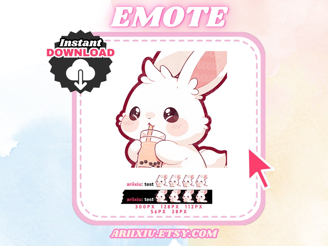 Cute Boba Bunny Emote | Kawaii Twitch Youtube Discord Kick Emotes | 2 ...