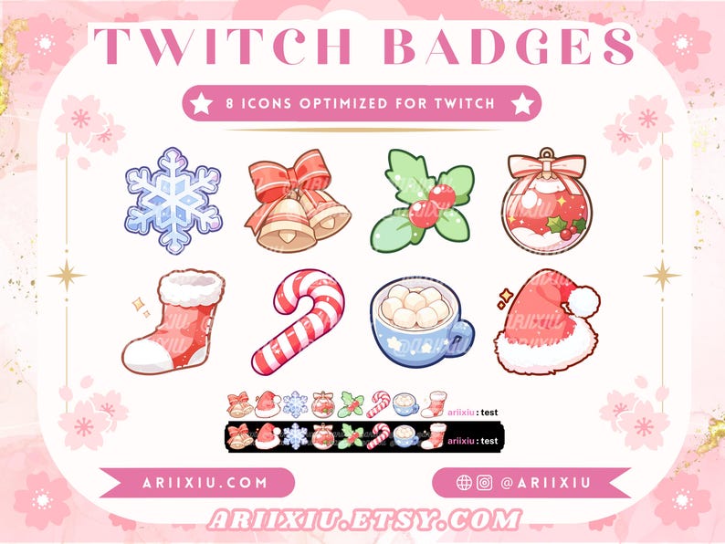 Xmas Holiday Sub Badges | Bits/channel Points | Twitch Tiktok Youtube ...