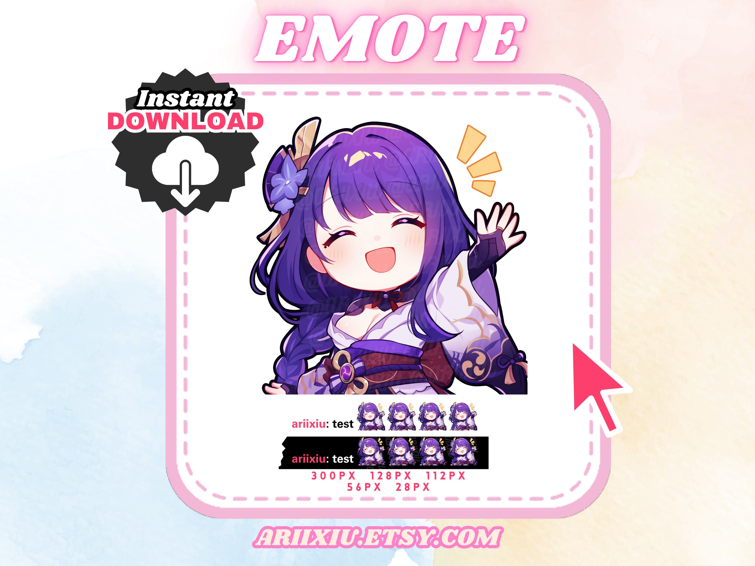 Raiden Waving Hi Emote Cute Chibi Shogun Ei Twitch Emotes Discord ...