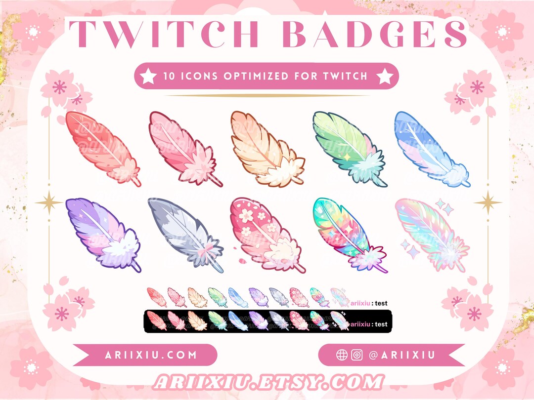 Colorful Feathers Badge Set | Magical Rainbow Birds | Cute Twitch Sub ...