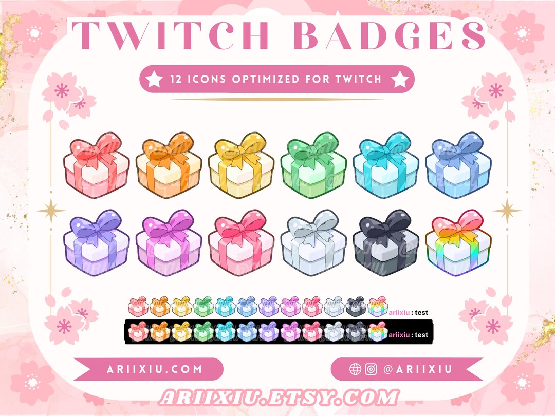 Colorful Giftbox Twitch Badges: Sub/bit Badges & Emotes (digital ...