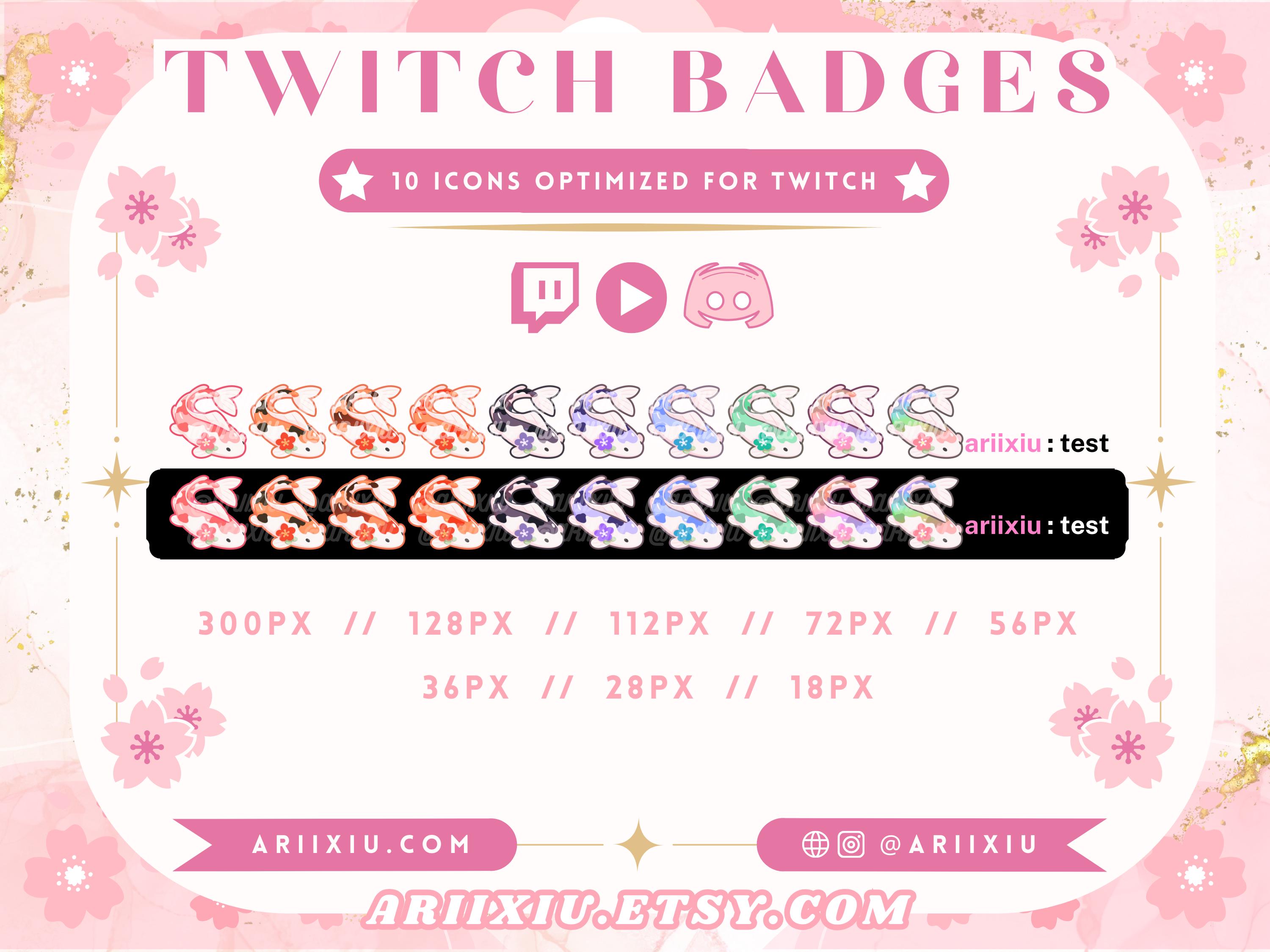 Cute Colorful Koi Fish Twitch Sub / Bit Badges Channel Points Icons ...