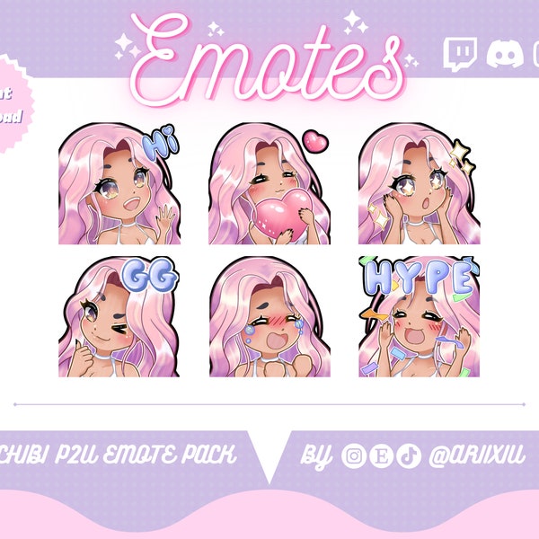 Twitch Pink Hair Emote - Etsy