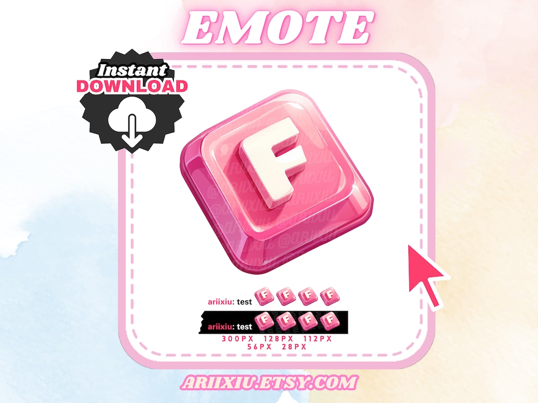 F in the Chat Emote | Cute Pink Aesthetic Keyboard Key | Twitch Youtube ...