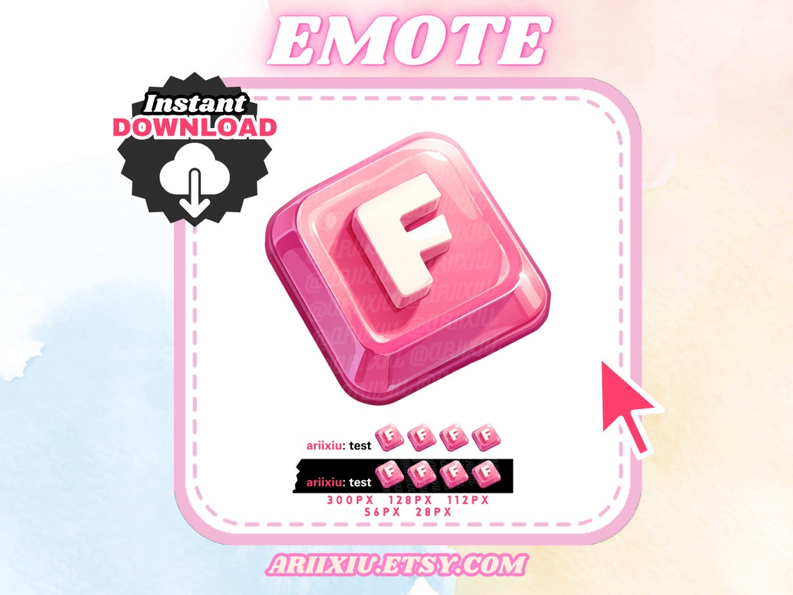 F in the Chat Emote | Cute Pink Aesthetic Keyboard Key | Twitch Youtube ...