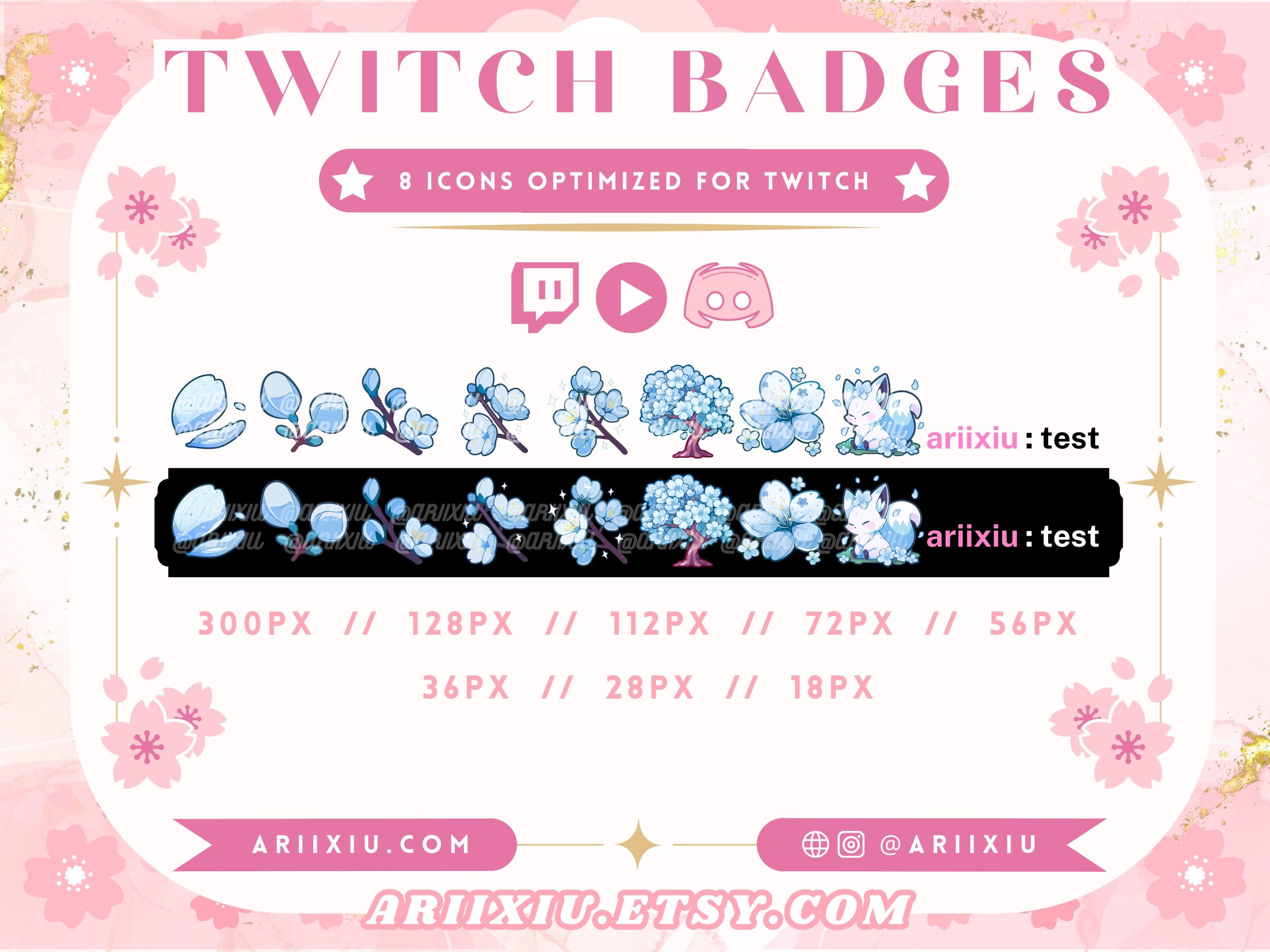 Sakura Bloom Badges Blue Vers. Floral Aesthetic Cute Twitch Sub / Bit ...