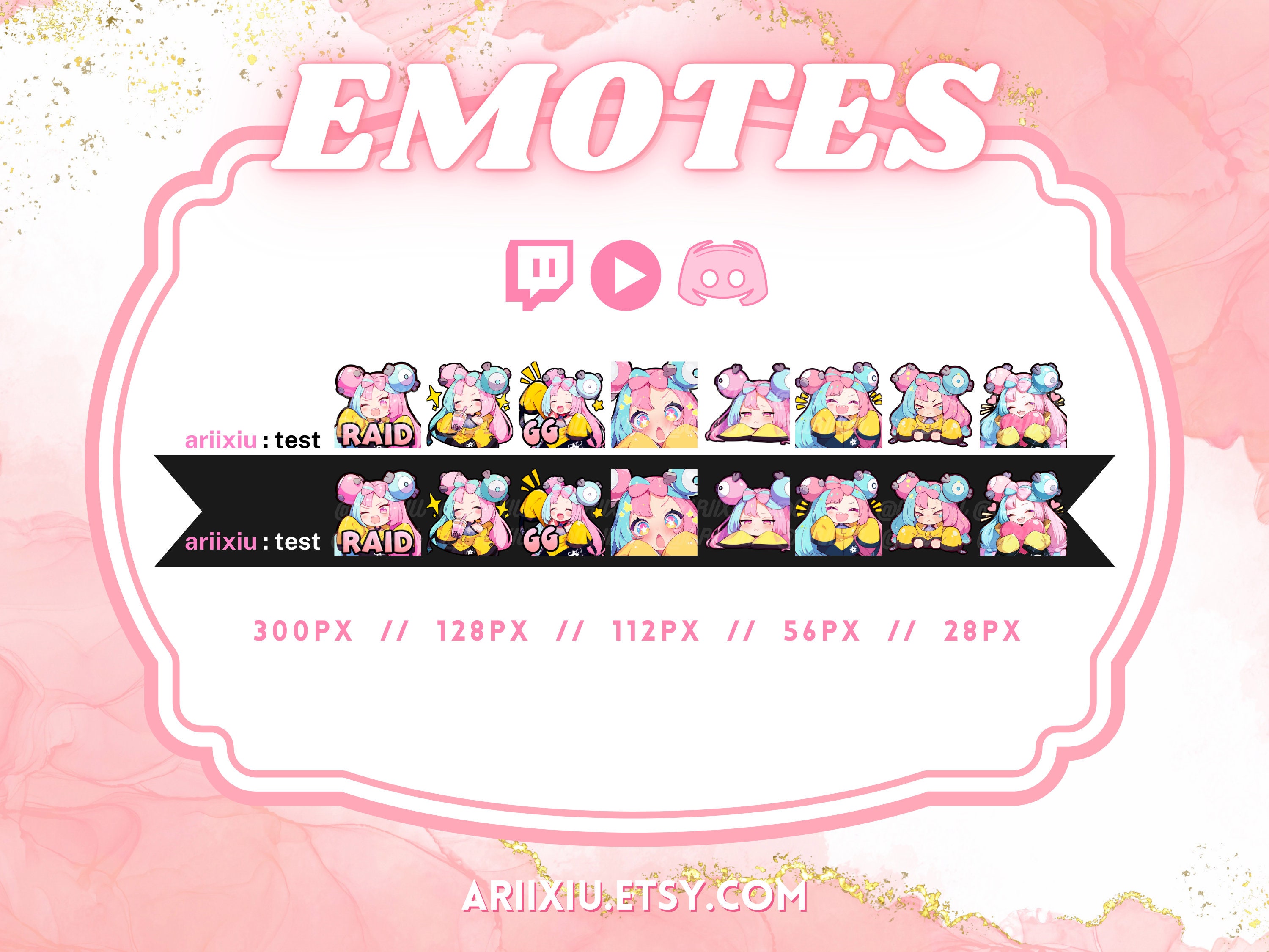 Iono Emote Set: Kawaii Anime Girl Twitch/discord Emotes (digital ...