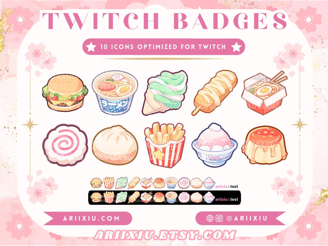 Fast Food Snacks Dessert Badges | Cute Twitch Sub / Bit Badges ...