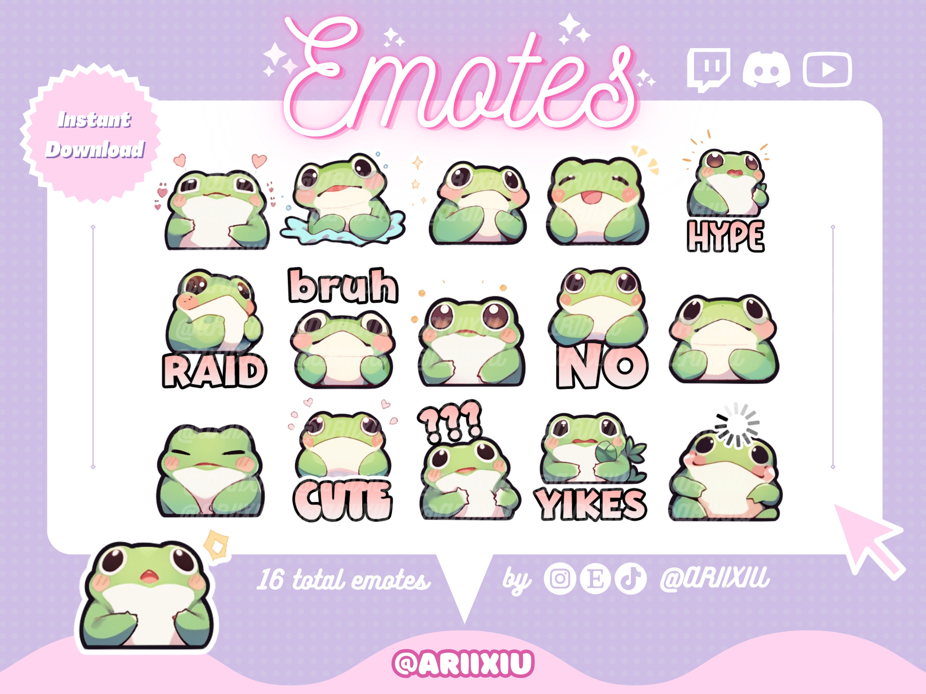Cute Chibi Frog Emote MEGA BUNDLE 16 Emotes Twitch Kick - Etsy