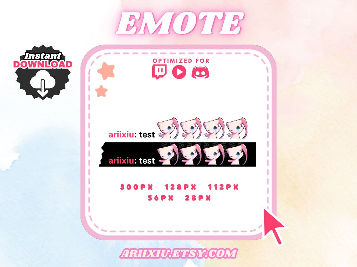 Mew Waving Hi Emote | Hello Greeting Cute Chibi Twitch Emotes | Discord ...