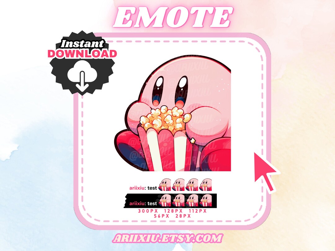 Popcorn Eating Kirby Emote Cute Chibi Twitch Emotes Discord Server ...