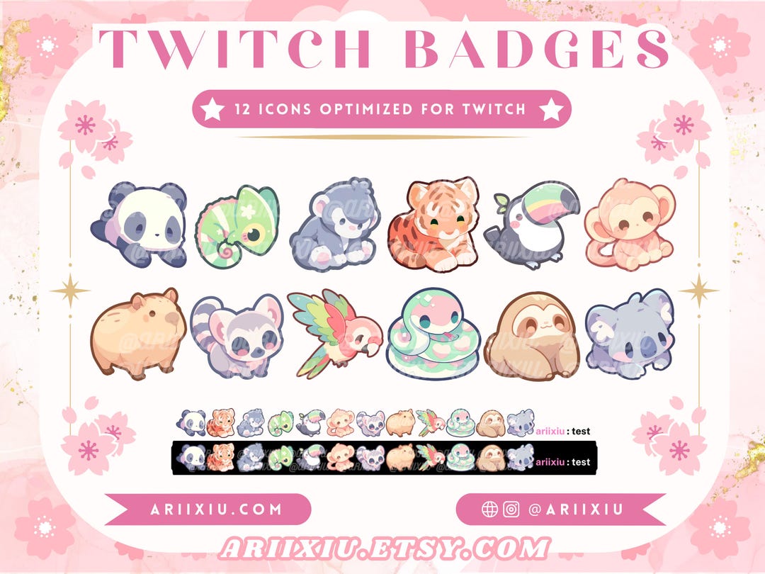 Chibi Jungle Animals Twitch Badges | Sub, Bits, Cheer, Channel Points ...