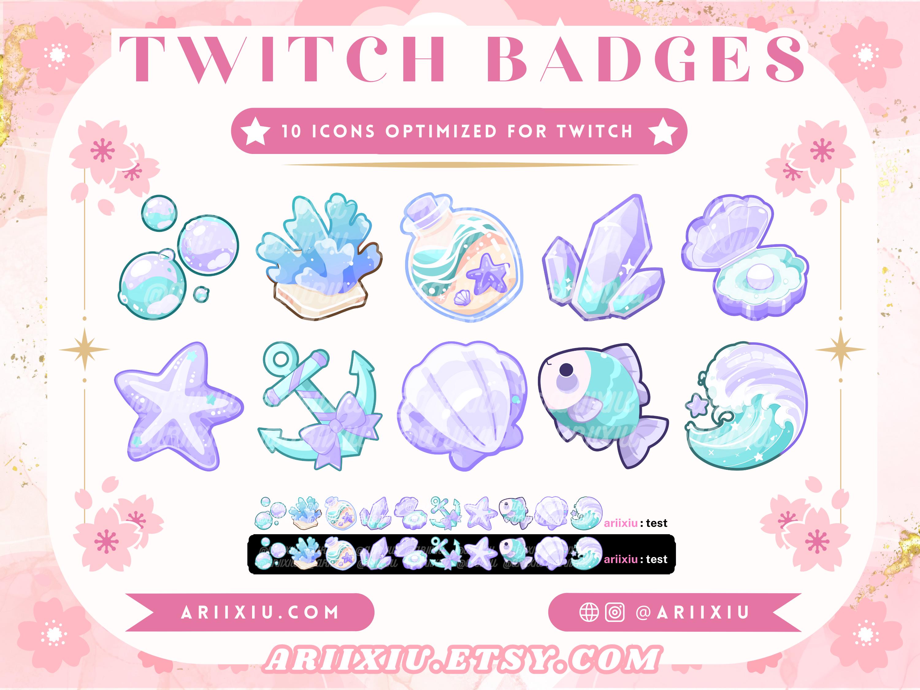 Aesthetic Ocean Seaside Dreamer Badge Set Purple Beach Summer Cute Twitch Sub / Bit Badges ...