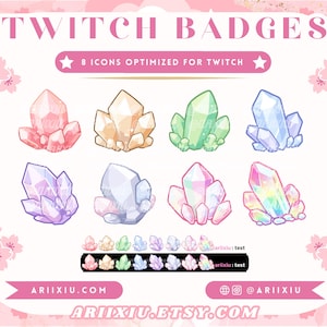 Pastel Crystal Clusters Badge Set | Cute Twitch Sub / Bit Badges ...