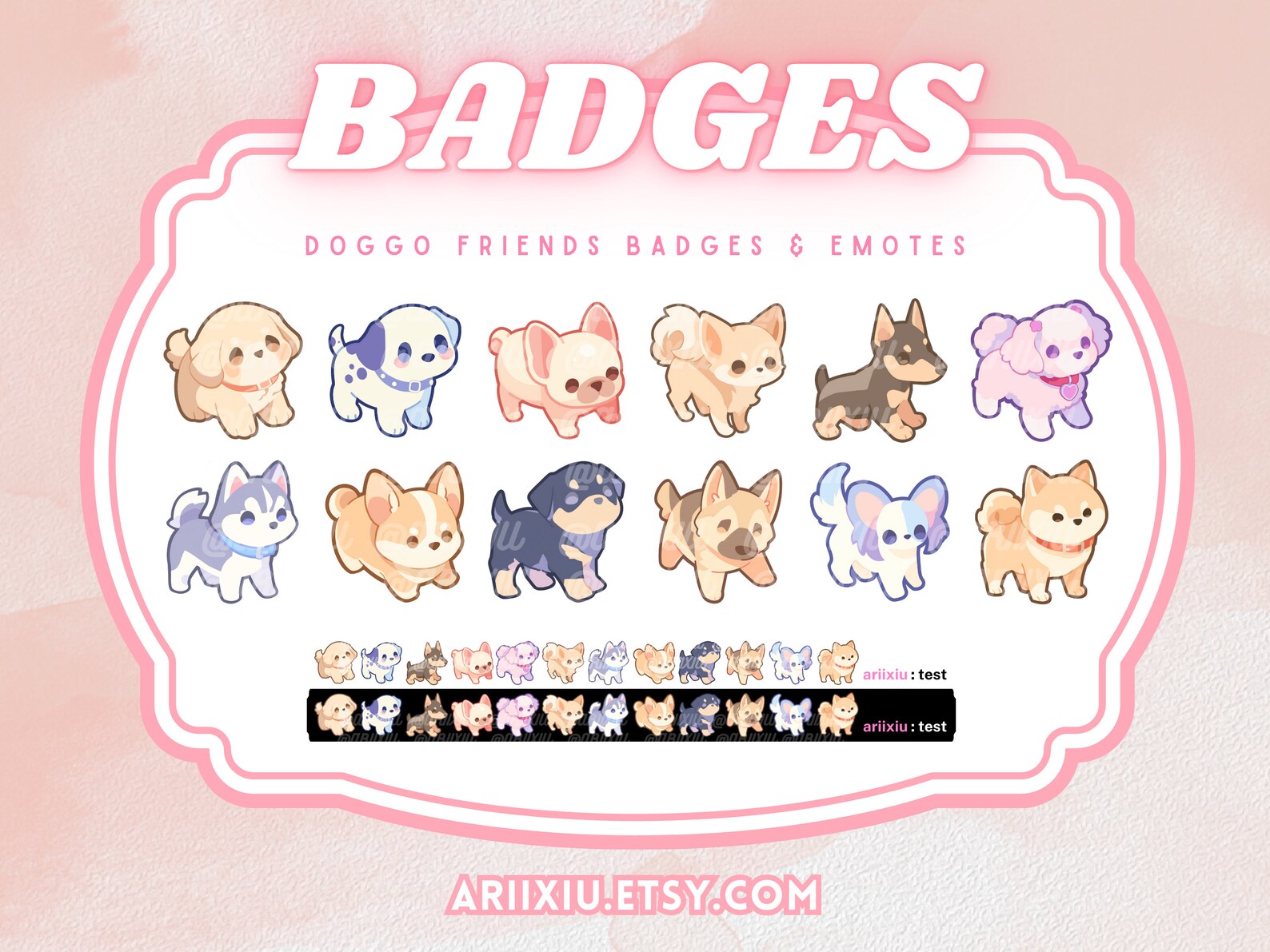 Chibi Puppy Dogs Badge Set Cute Pastel Doggo Twitch Sub / Bit Badges ...