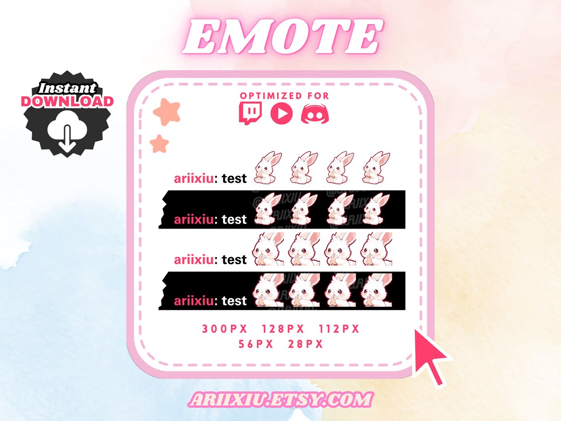 Cute Boba Bunny Emote | Kawaii Twitch Youtube Discord Kick Emotes | 2 ...