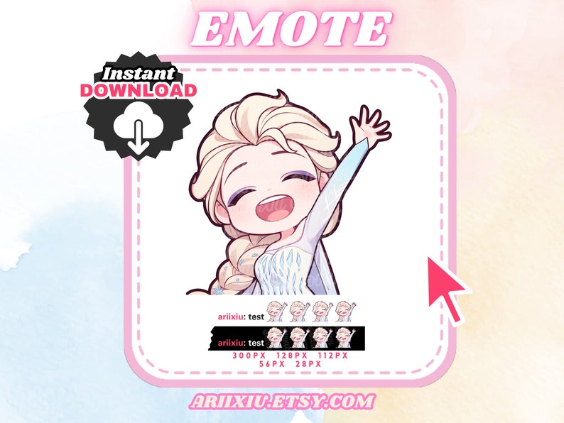 Ice Princess Waving Hi Emote Cute Chibi Kawaii Twitch Emotes Discord ...