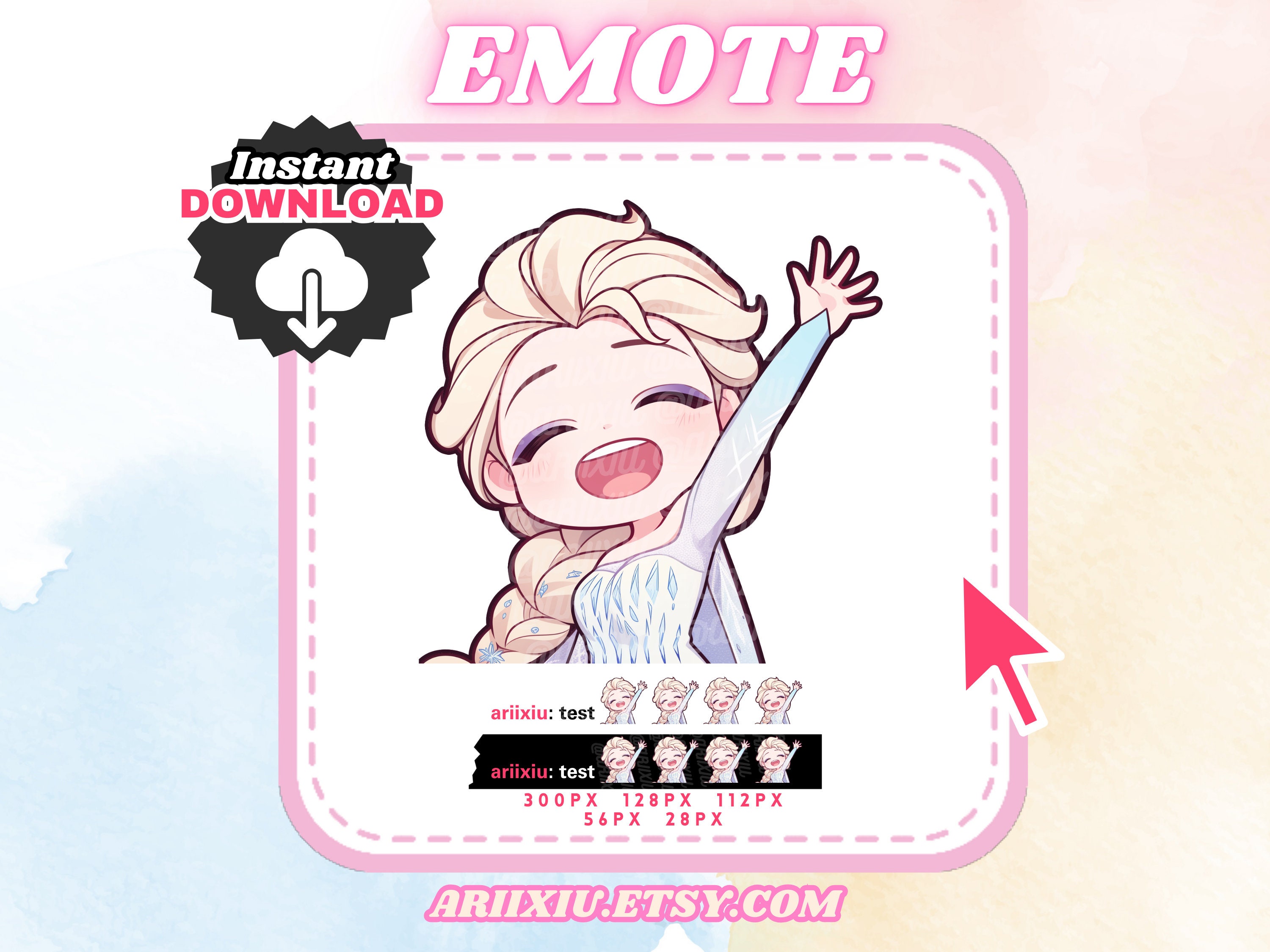 Ice Princess Waving Hi Emote Cute Chibi Kawaii Twitch Emotes Discord ...