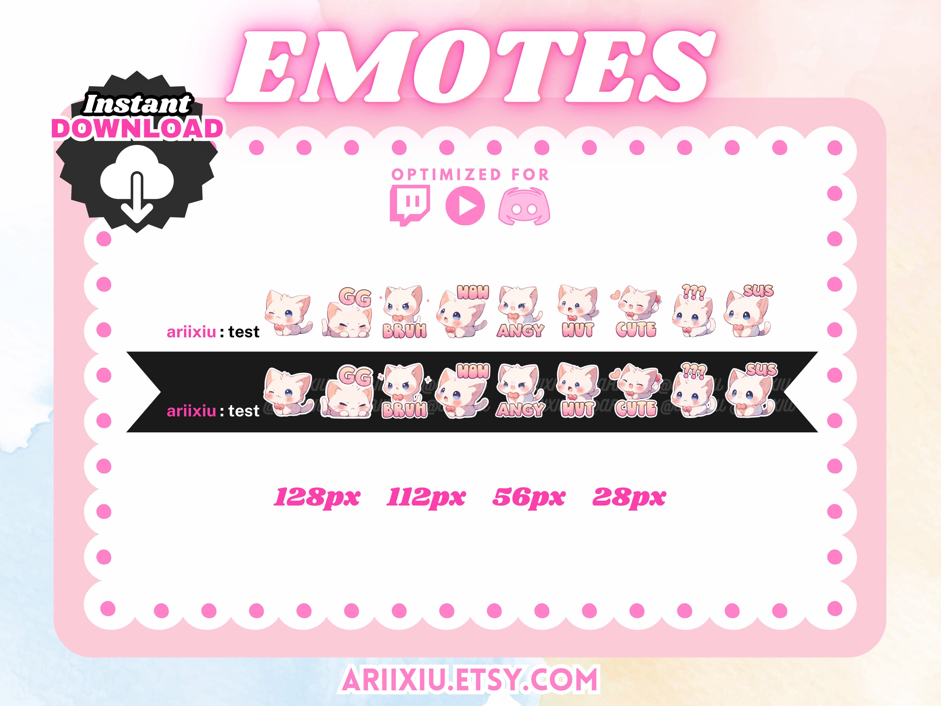 Cute Chibi Cat Emote MEGA BUNDLE 17 Total Emotes Twitch Youtube Discord ...