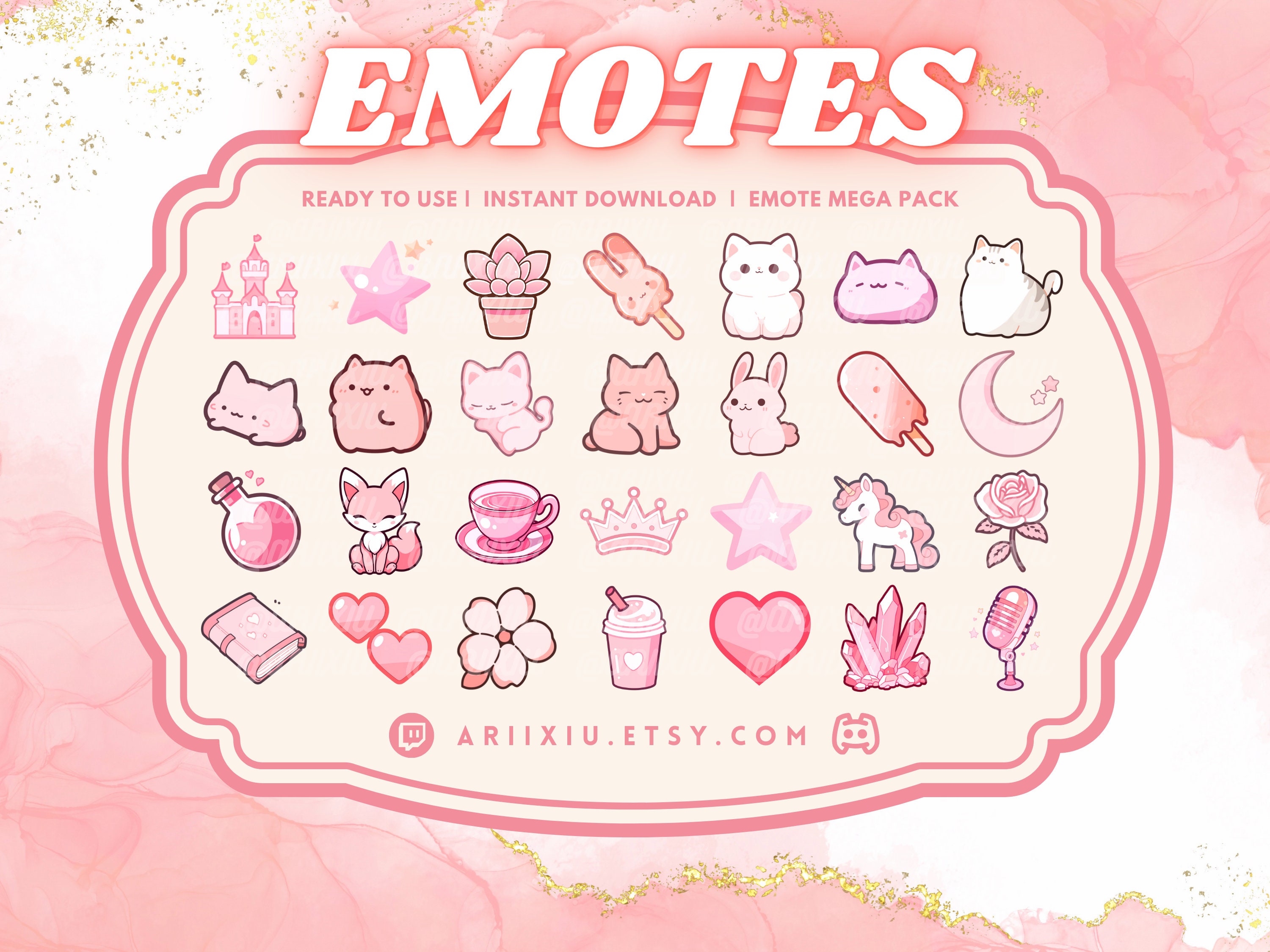 Pink Kawaii Anime MEGA Starter Emote Bundle 100 Emotes for Discord ...