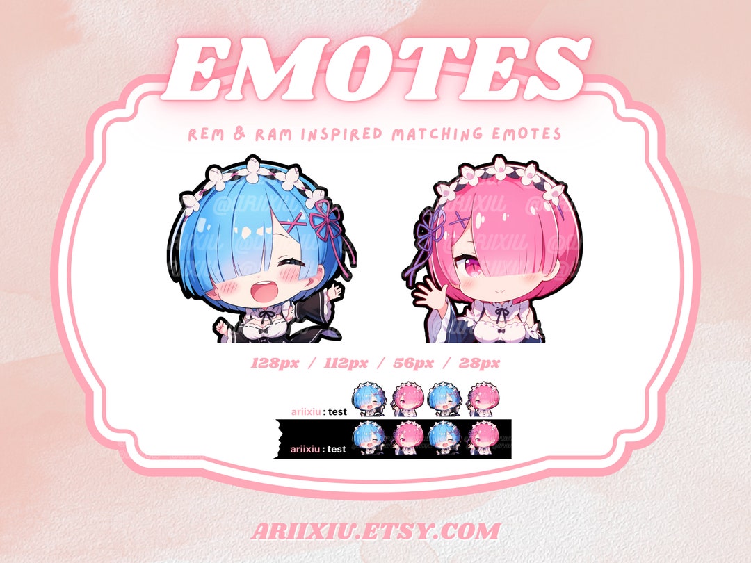 Rem & Ram Emote Pack Cute Chibi Girl Waving Hi Twitch Discord Server ...