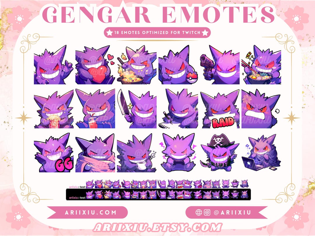 Gengar Emote MEGA Bundle | 18 Cute Emotes | Purple Ghost Gaming | Ready ...