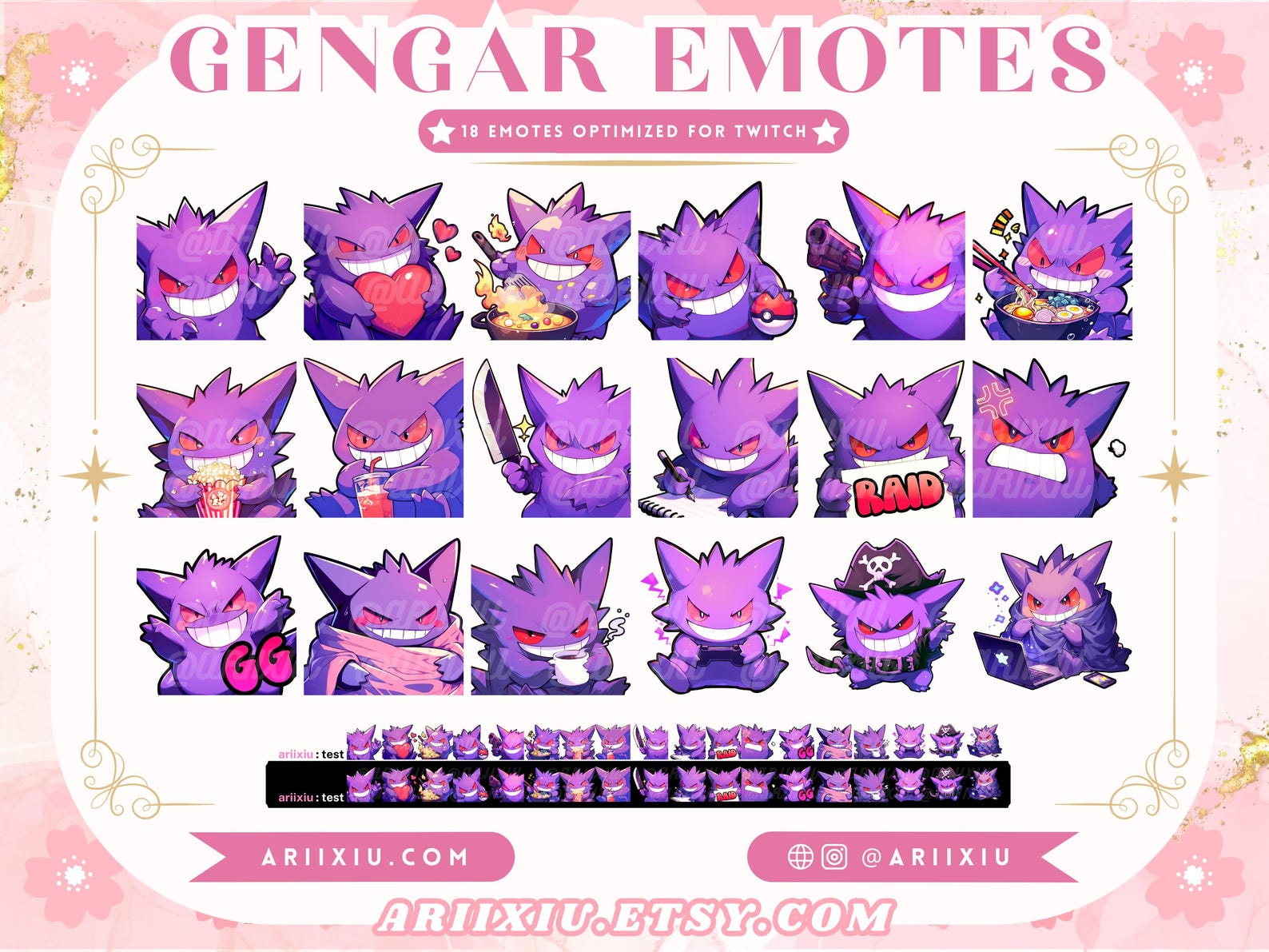 Gengar Emote MEGA Bundle | 18 Cute Emotes | Purple Ghost Gaming | Ready ...