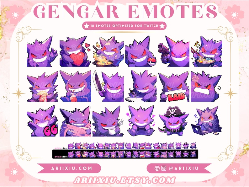 Gengar Emote MEGA Bundle | 18 Cute Emotes | Purple Ghost Gaming | Ready ...