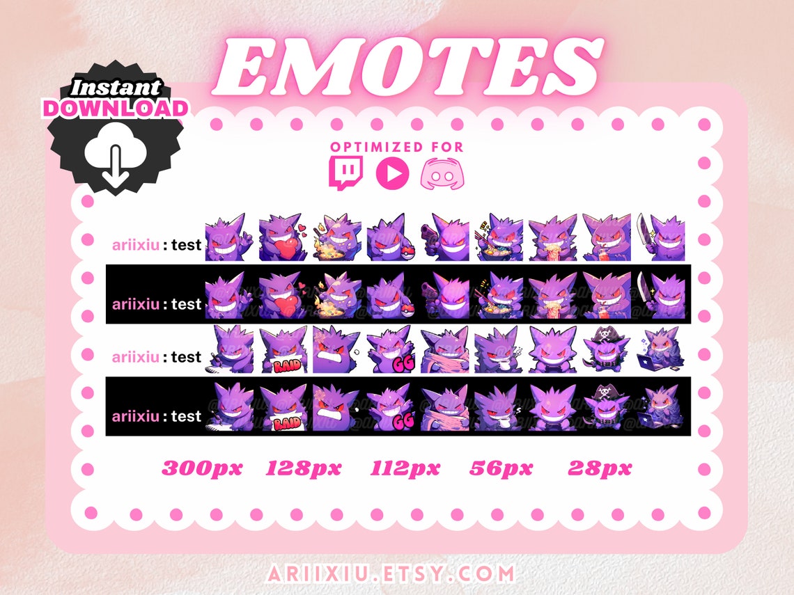 Gengar Emote MEGA Bundle 18 Cute Emotes Purple Ghost Gaming Ready to ...