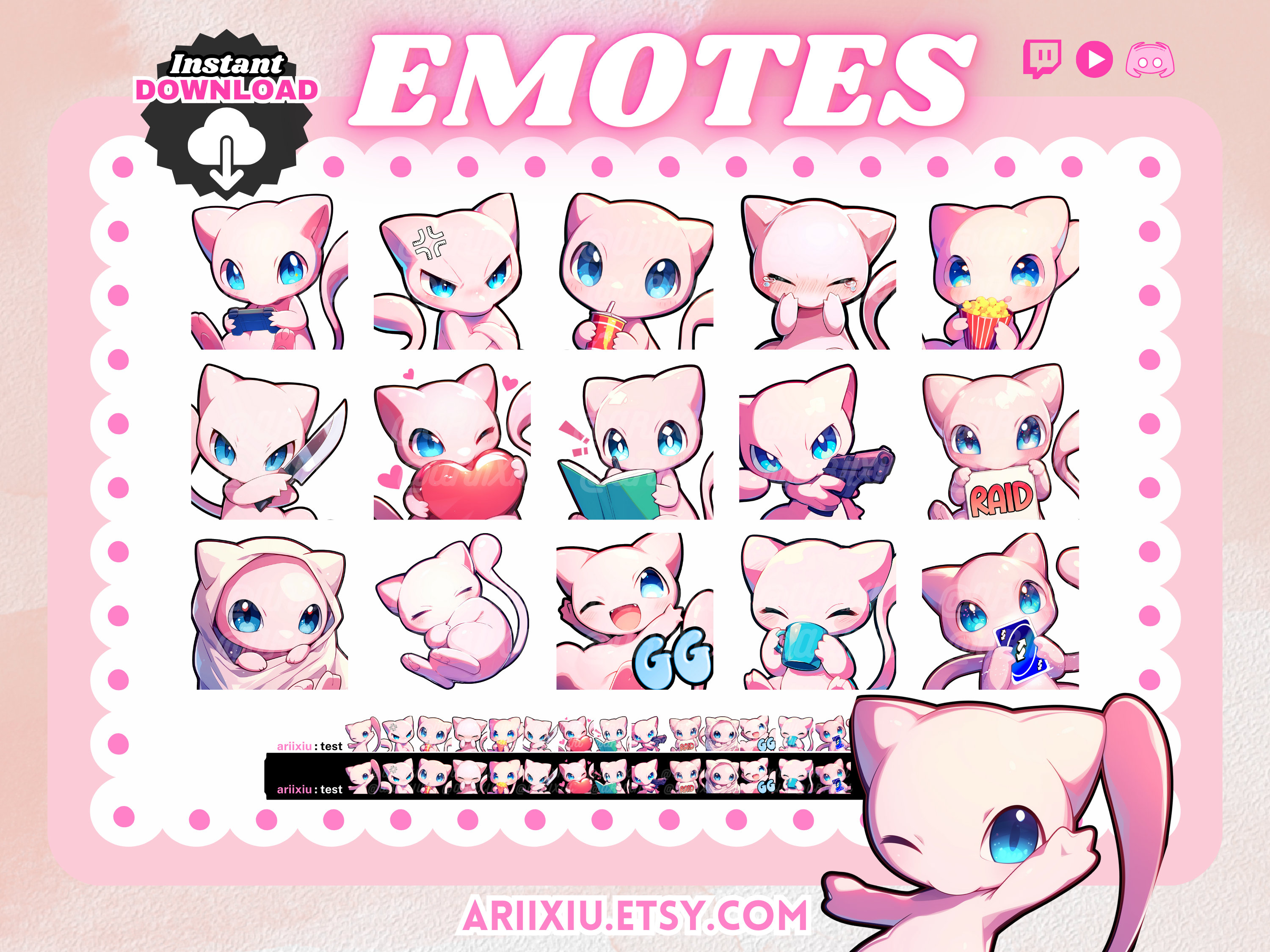 Mew Emote MEGA Bundle 18 Cute Emotes Ready to Use Twitch Discord ...