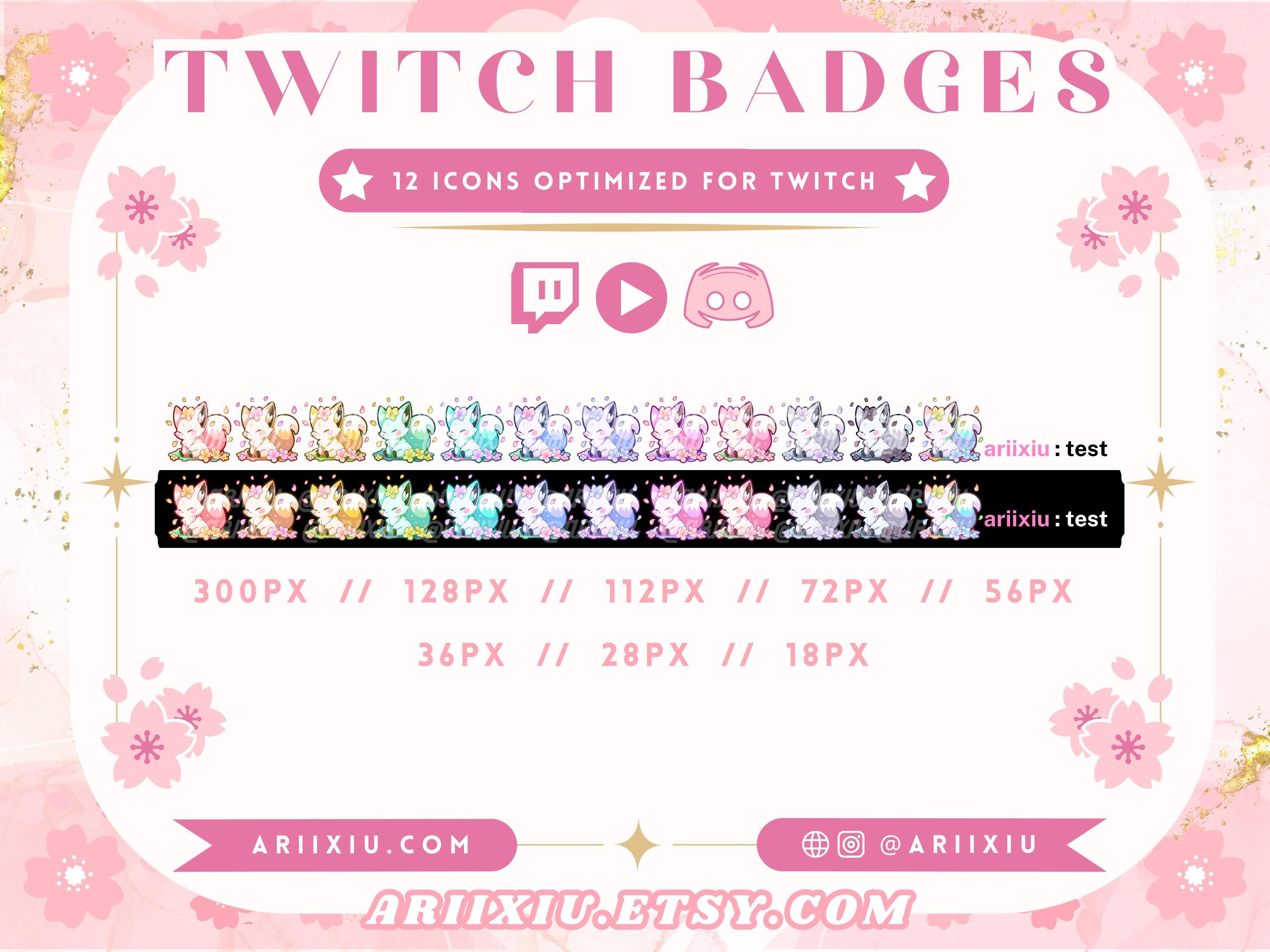 Chibi Kitsune Twitch Badges: Sakura Cherry Blossom Stream Icons ...