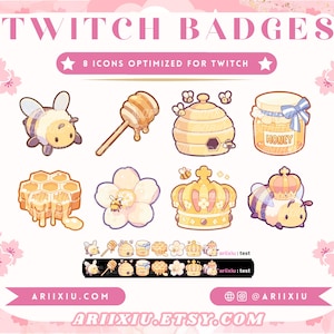 Honeybee Set Badges | Honey Queenbee Spring Bumblebee | Cute Twitch Sub ...