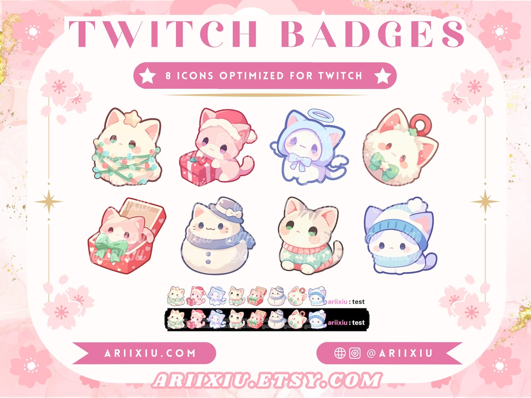 Holiday Kitten Twitch Badges | Festive Cats | Sub, Bits, Channel Points ...