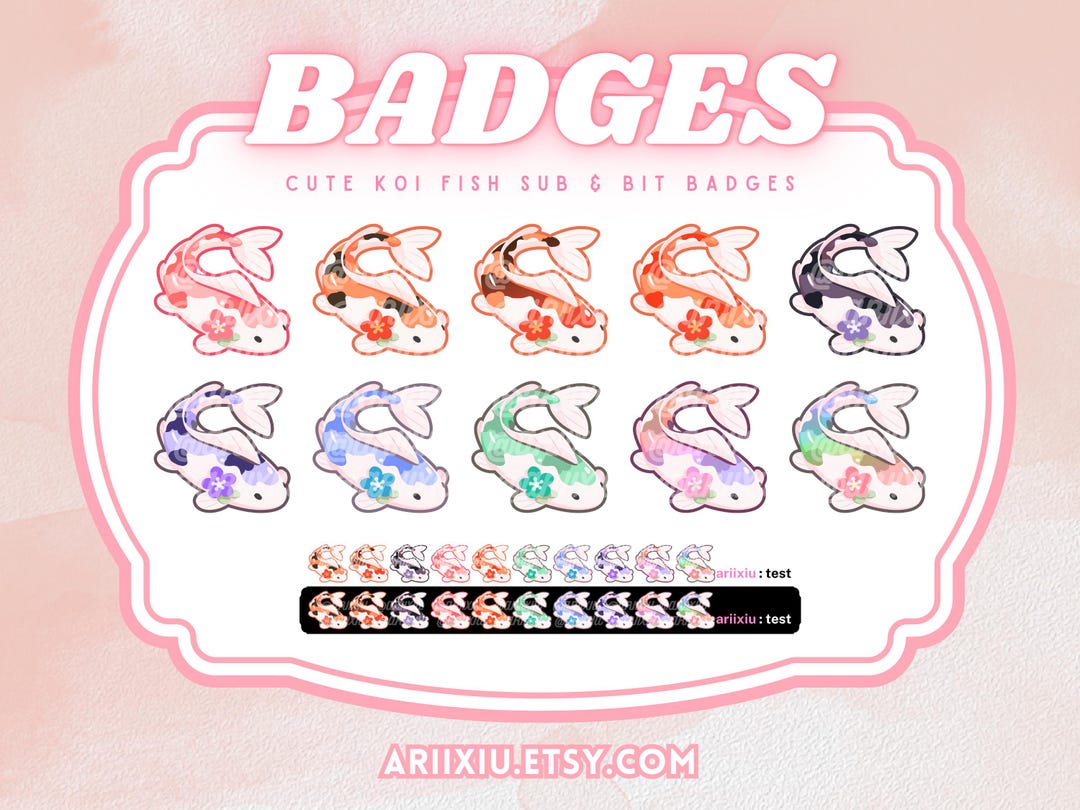 Cute Colorful Koi Fish Twitch Sub / Bit Badges Channel Points Icons ...