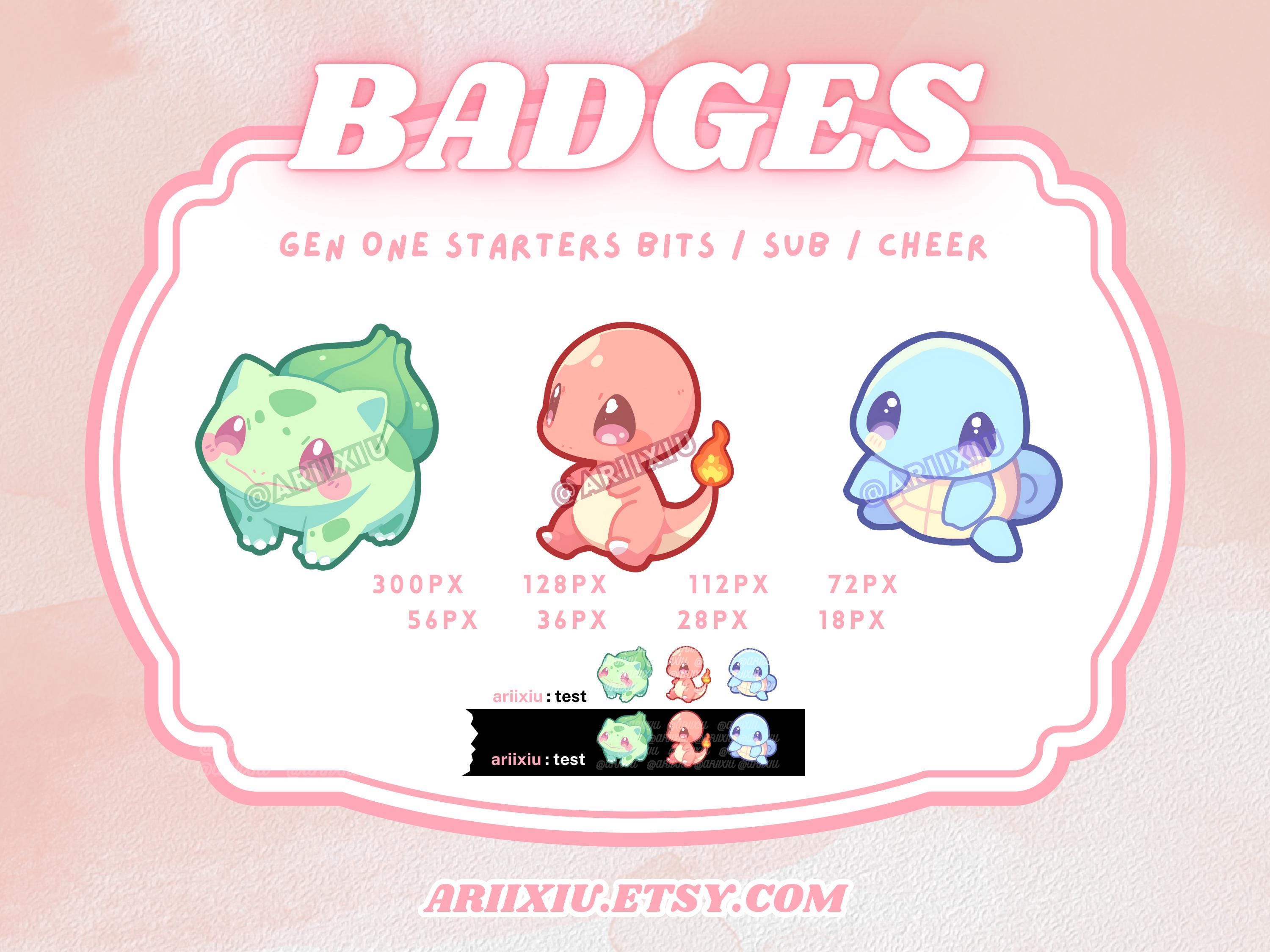 Gen One Starter PKMN Twitch Badges | Sub, Bits, Channel Points Icons ...