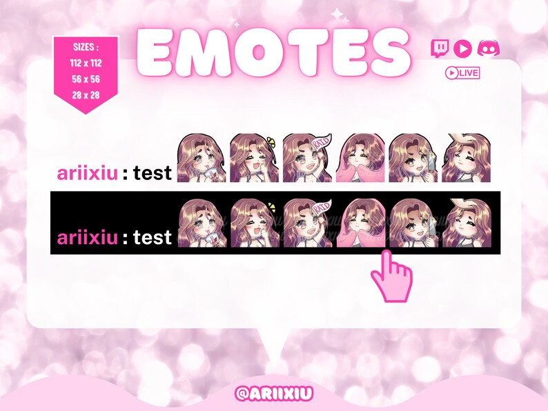 Chibi Girl Cute Twitch Discord Emote Starter Pack PT 2 | Streaming ...