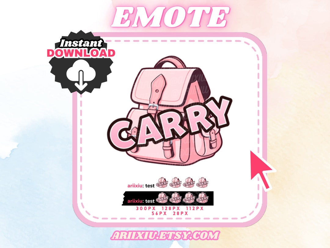Carry Emote | Cute Pink Backpack | Ready to Use | Twitch Youtube ...