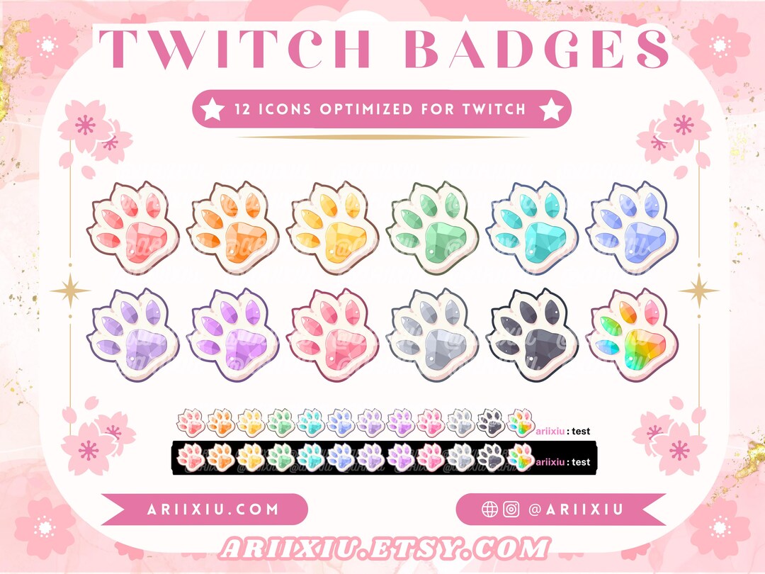 Cute Crystal Cat Paws Badge Set | Twitch Sub / Bit Badges Cheer ...