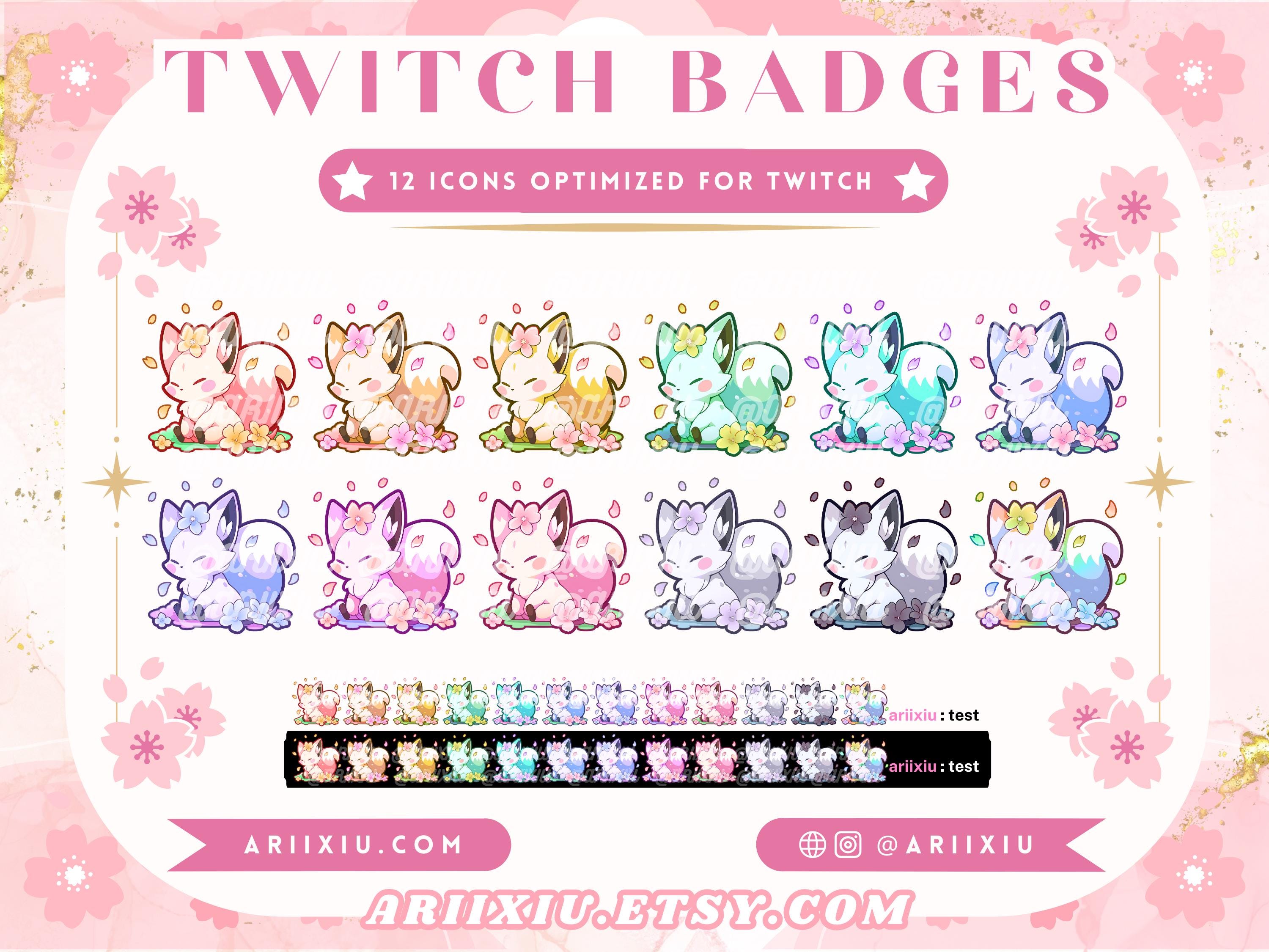 Chibi Kitsune Twitch Badges: Sakura Cherry Blossom Stream Icons ...
