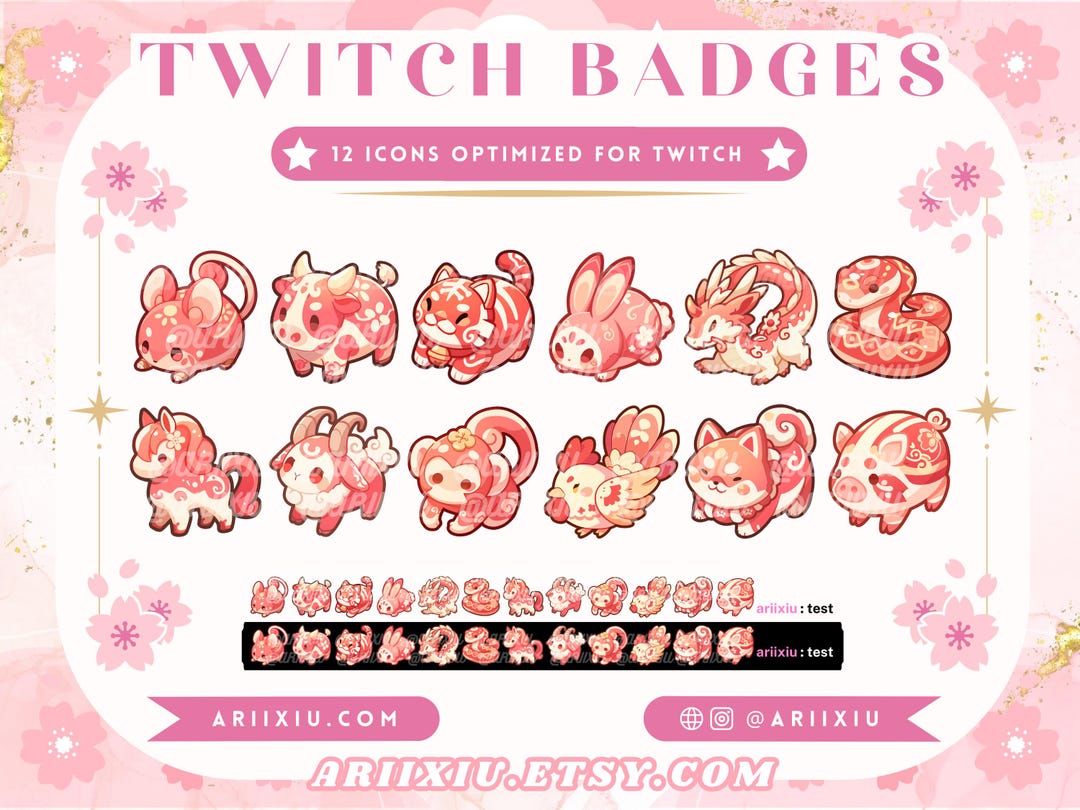 Chinese Zodiac Chibi Emotes: Lunar New Year Twitch Badges (digital ...