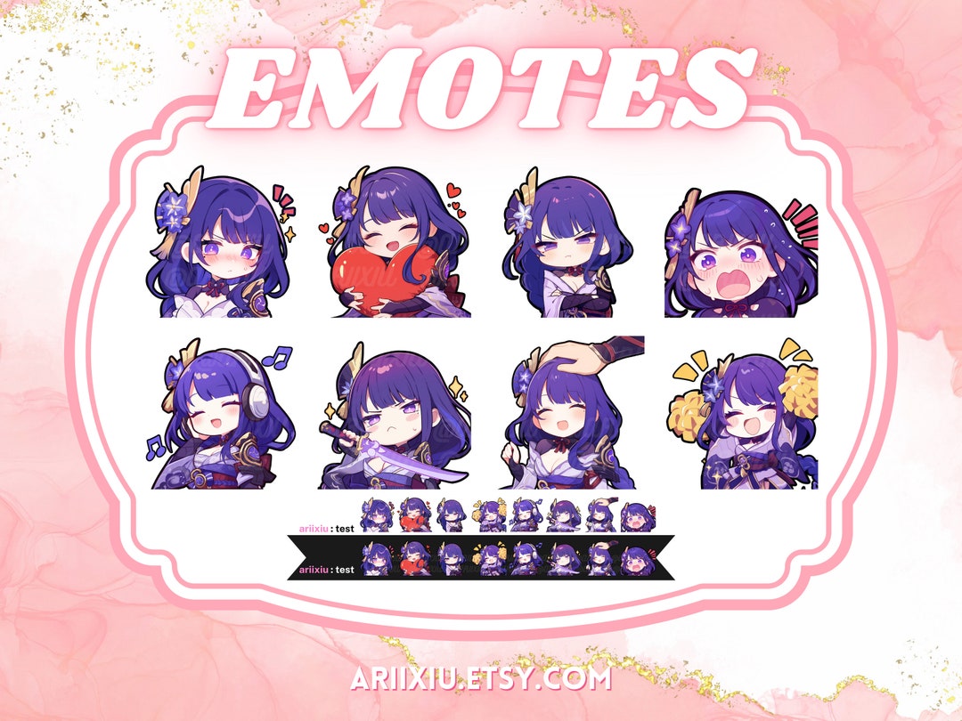 Raiden Shogun Emote Set: Kawaii Anime Girl Emotes for Twitch, Youtube ...