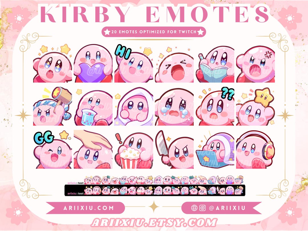 Kirby Emote MEGA Bundle | 20 Kawaii Emotes | Twitch / Discord / Youtube ...