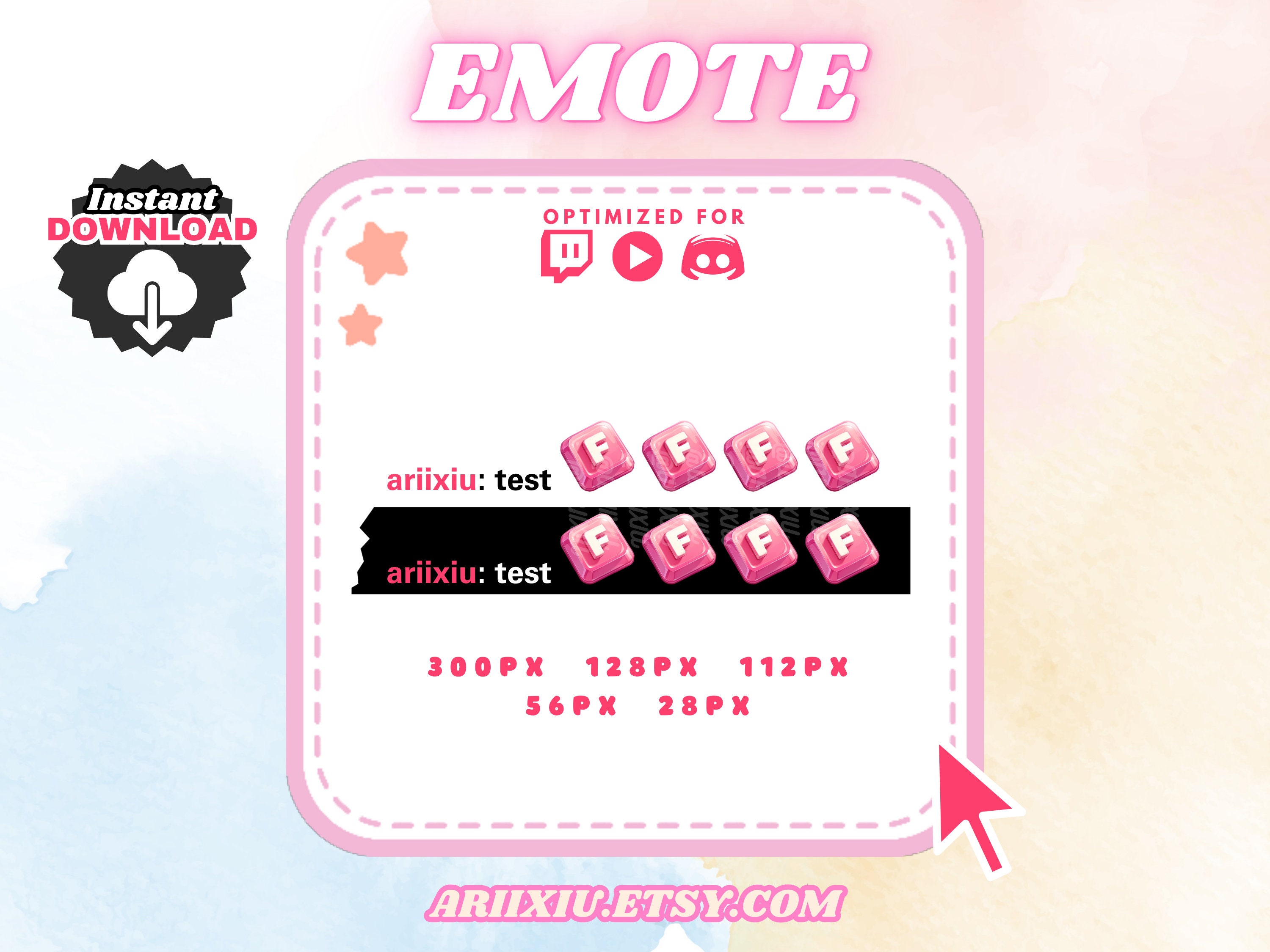 F in the Chat Emote | Cute Pink Aesthetic Keyboard Key | Twitch Youtube ...