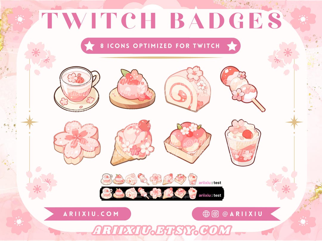 Hanami Cafe Sakura Sweets Dessert Badges | Cherry Blossom Aesthetic ...