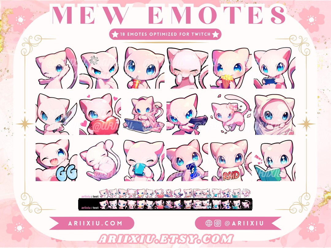 Mew Emote MEGA Bundle | 18 Cute Emotes | Ready to Use | Twitch Discord ...
