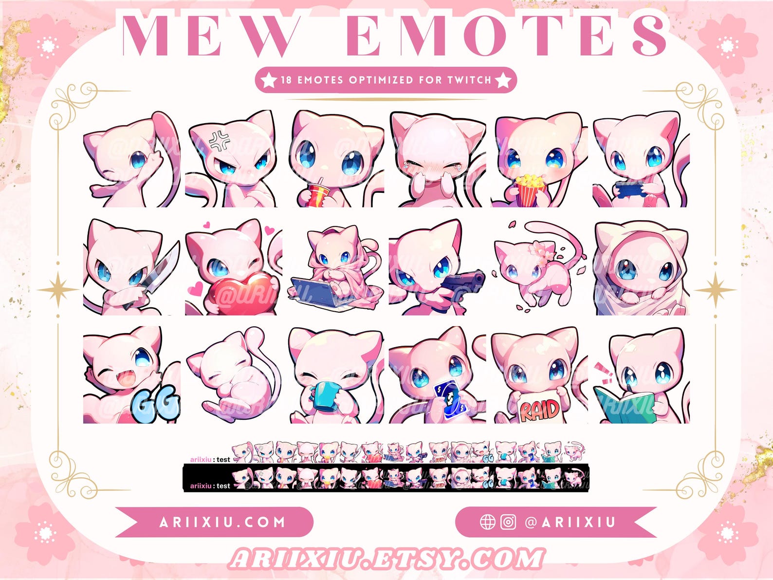 Chibi Mew Emote MEGA Bundle | 18 Kawaii Twitch / Discord / Youtube ...