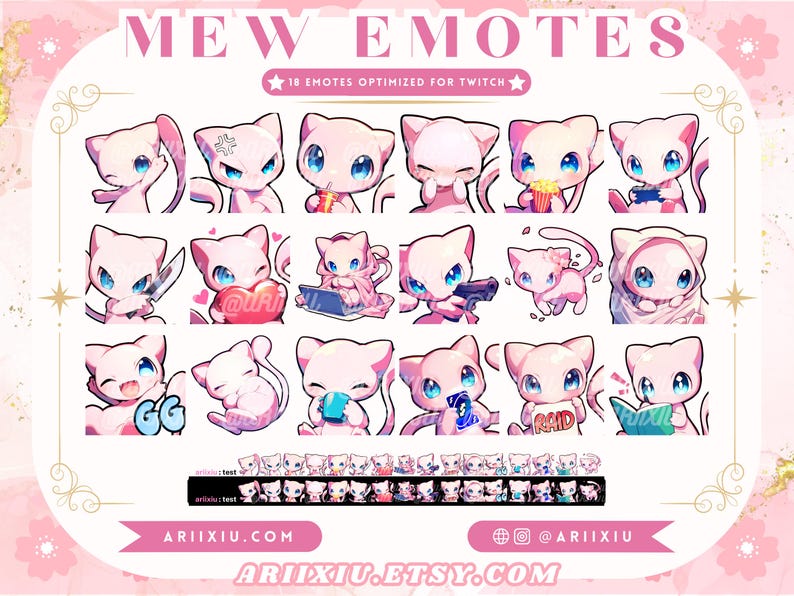 Mew Emote MEGA Bundle | 18 süße Emotes | Gebrauchsfertig | Twitch ...