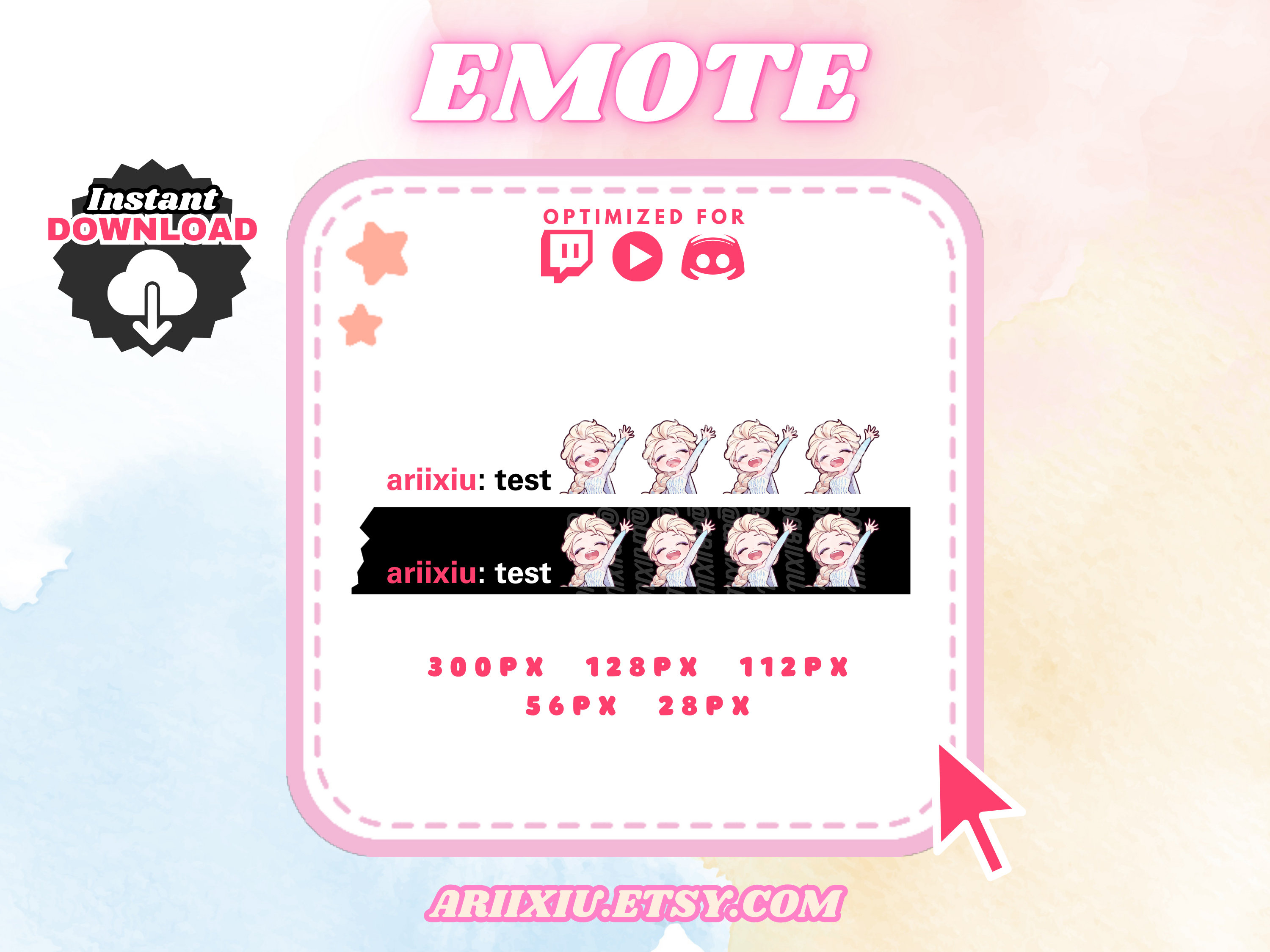 Ice Princess Waving Hi Emote Cute Chibi Kawaii Twitch Emotes Discord ...