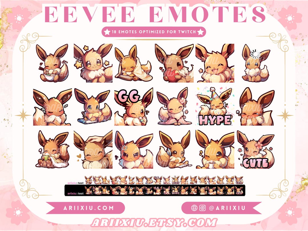 Chibi Eevee Emotes MEGA Pack | Twitch / Youtube / Discord / Tiktok - Etsy